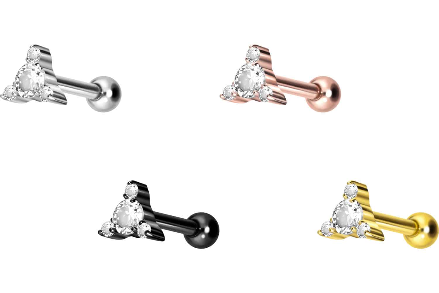 Titanium ear piercing with internal thread CRYSTAL TRIANGLE | PIERCINGLINE